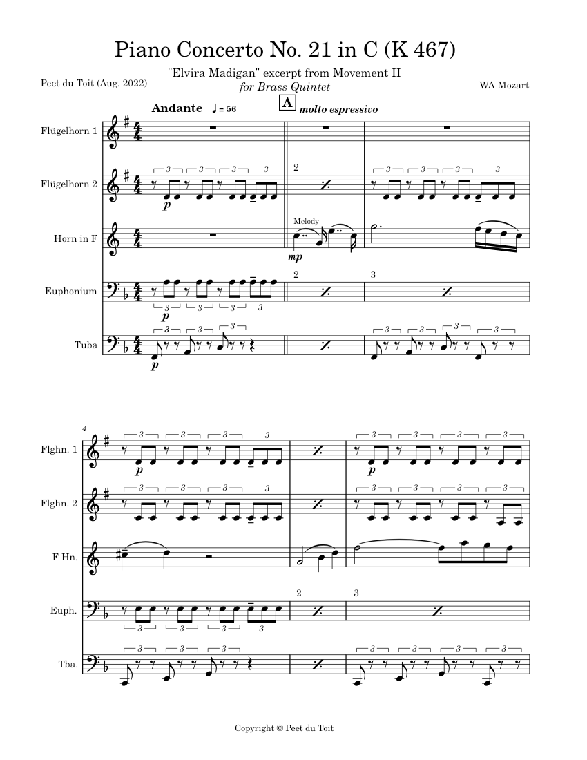 Piano Concerto No.21 in C major, K.467 – Wolfgang Amadeus Mozart Sheet ...