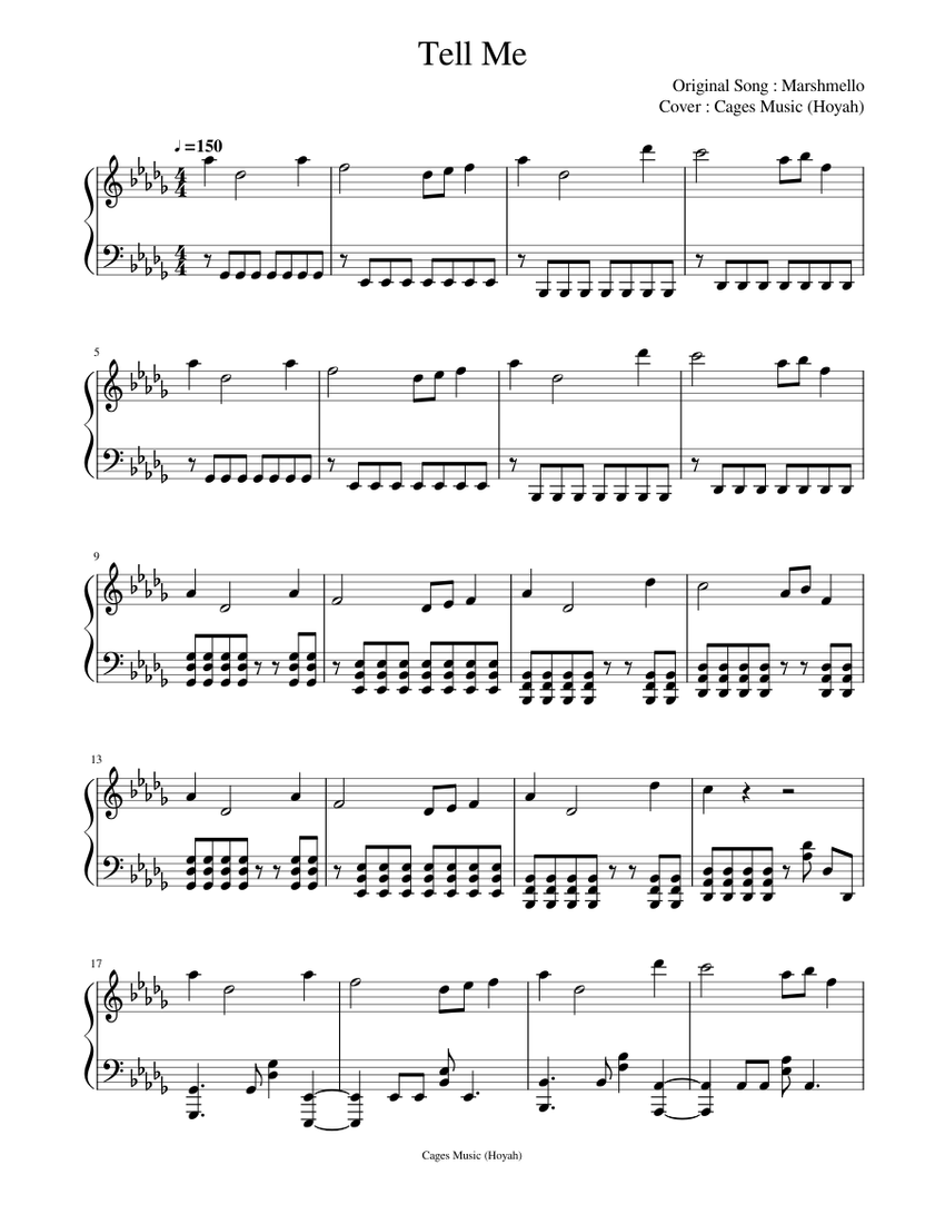 Marshmello - Tell Me (Piano Cover) Sheet music for Piano (Solo ...