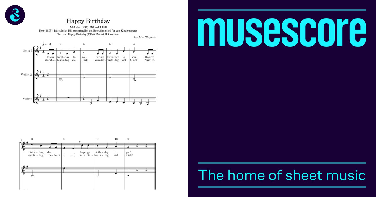 Happy Birthday 3-stimmig Violine Sheet Music for Violin (Mixed Trio ...