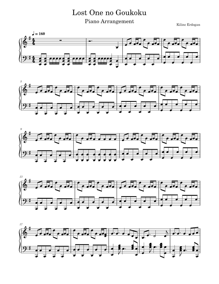 Lost One no Goukoku Sheet Music for Piano (Solo) | MuseScore.com