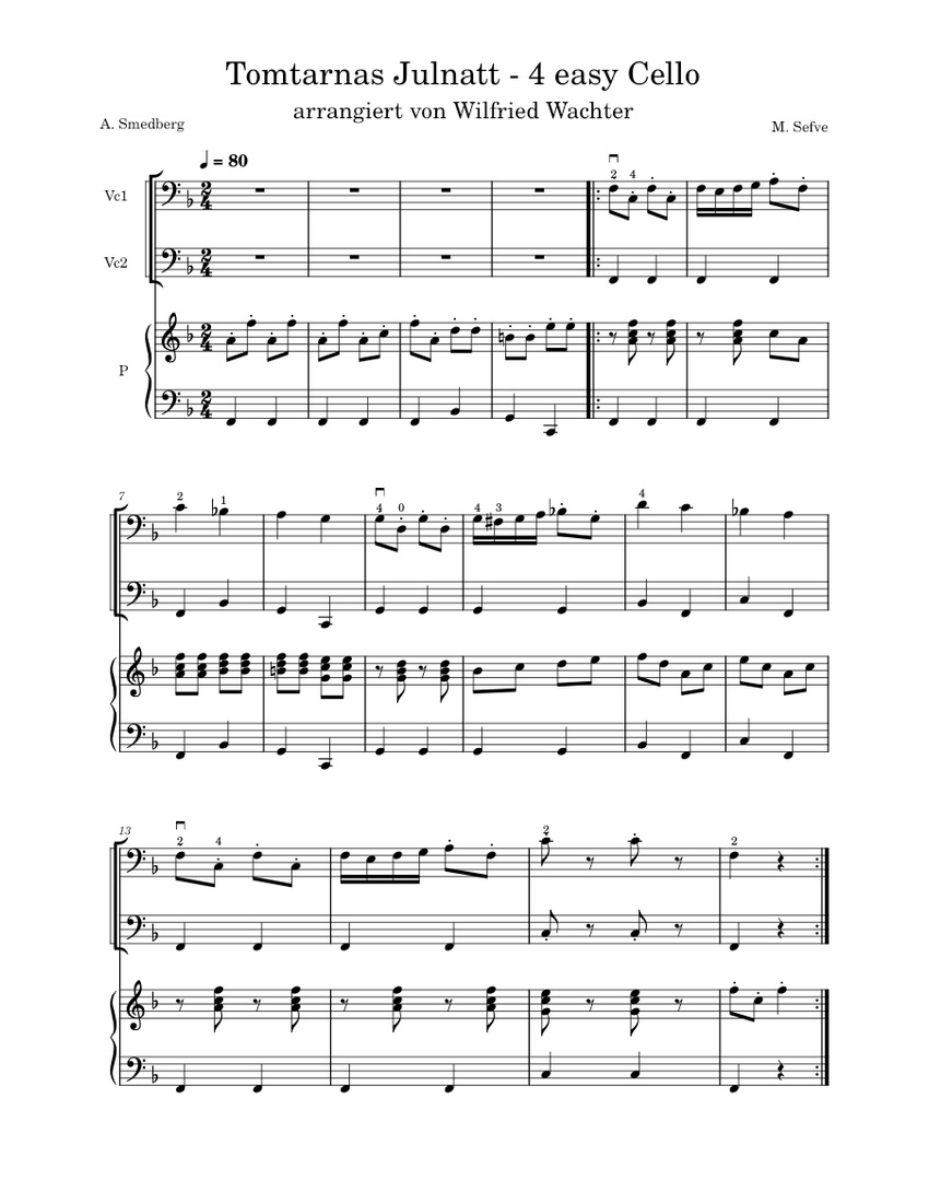 Tomtarnas_Julnatt_4_easy_Cello - piano tutorial