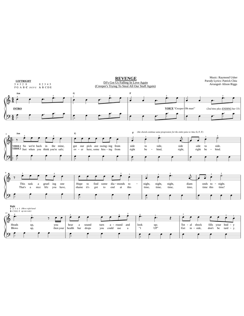REVENGE (3 pages) Sheet music for Piano (Solo) Easy | Musescore.com