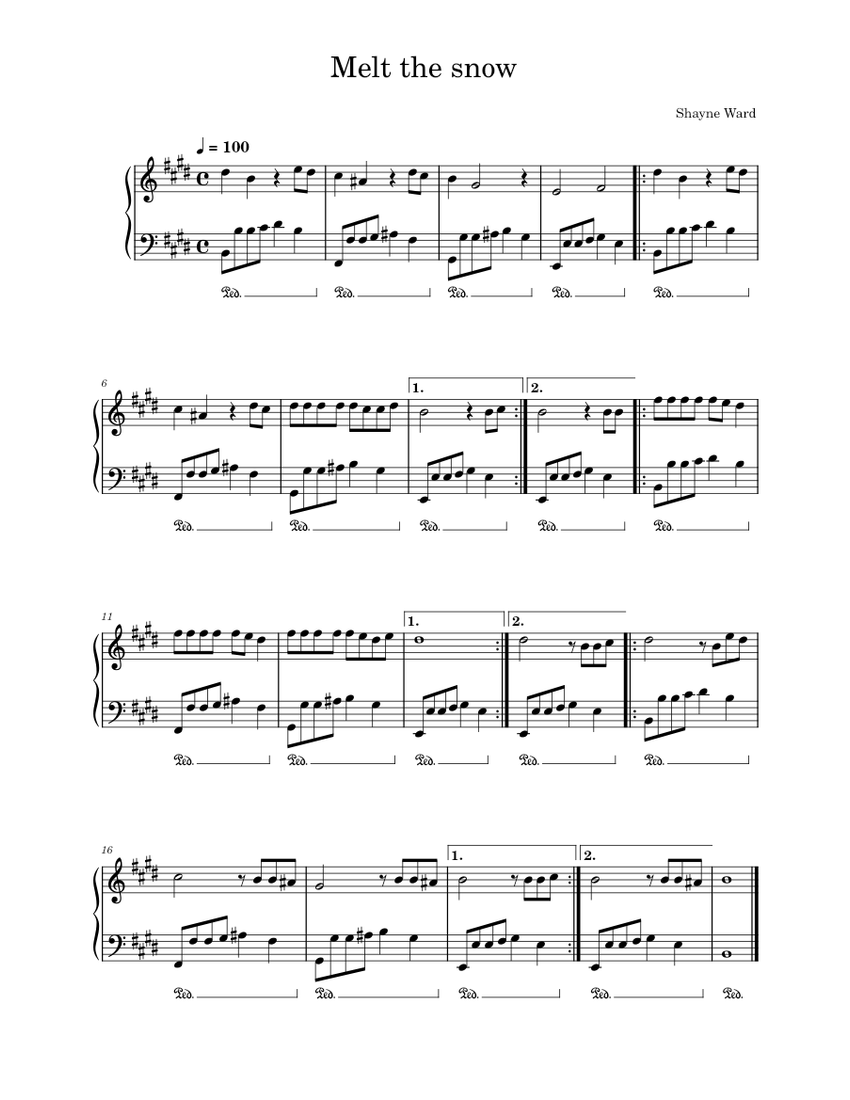 Melt the snow – Shayne Ward Sheet Music for Piano (Solo) easy ...