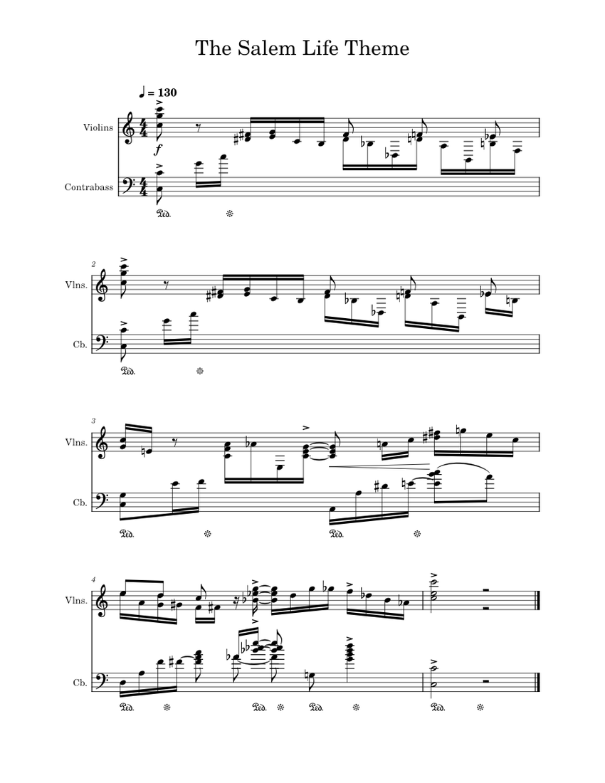 The Salem Life Theme Sheet Music for Contrabass, Strings group (String ...