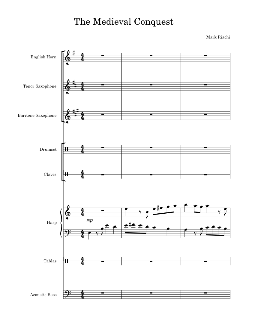 The Medieval Conquest Sheet Music for Oboe, Saxophone tenor, Saxophone ...