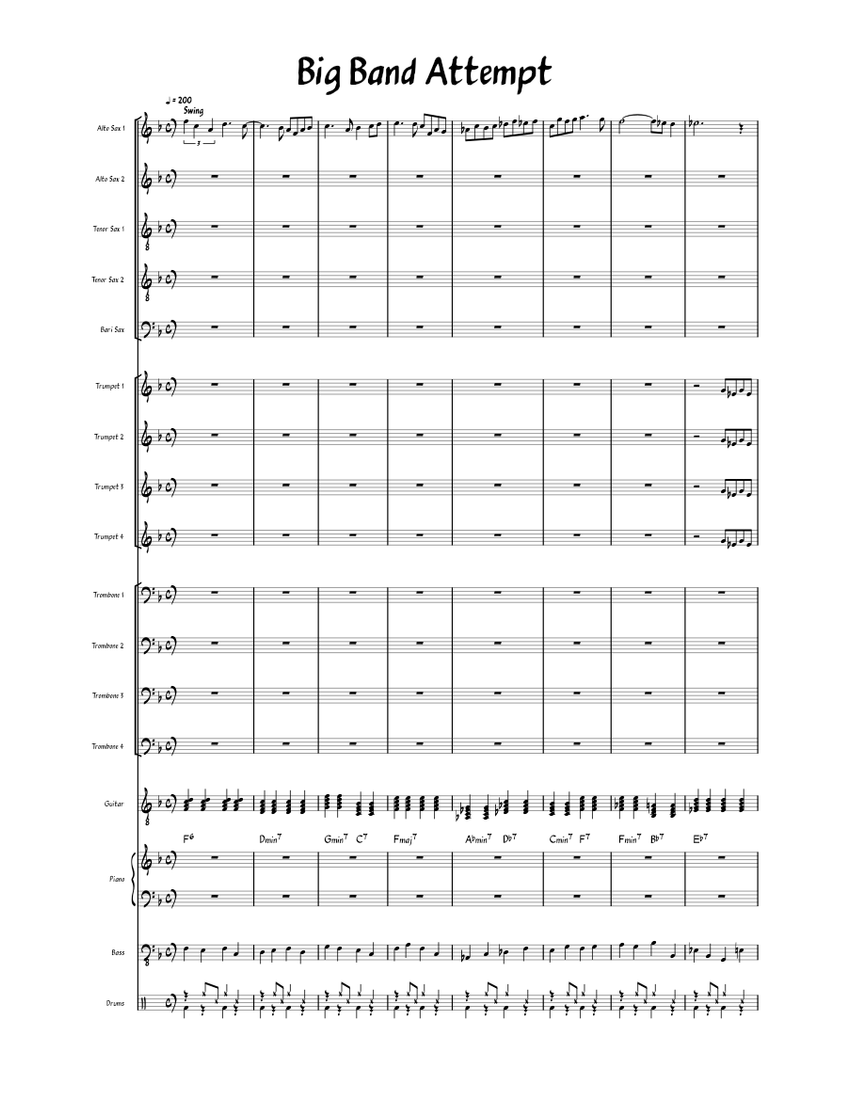 Big Band Attempt Sheet music for Piano, Trombone, Saxophone alto ...