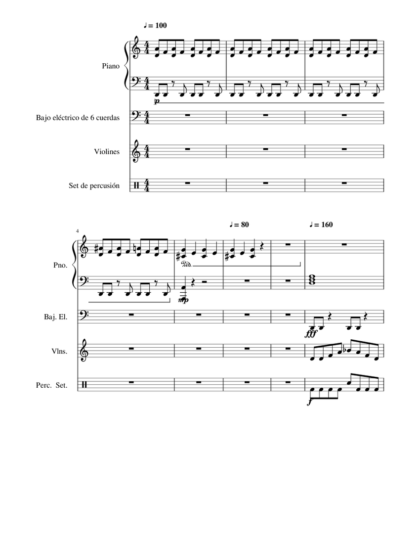 Crashed Street Sheet music for Piano, Bass guitar, Drum group, Strings ...