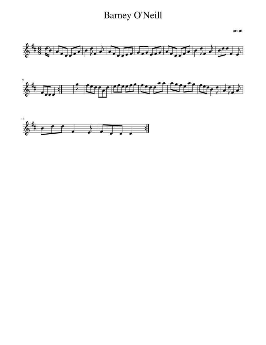 Barney O'Neill Sheet music for Piano (Solo) | Musescore.com
