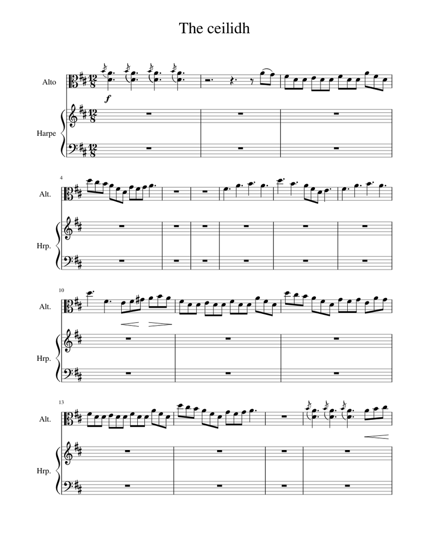 The ceilidh Sheet Music for Viola, Harp (Mixed Duet) | MuseScore.com