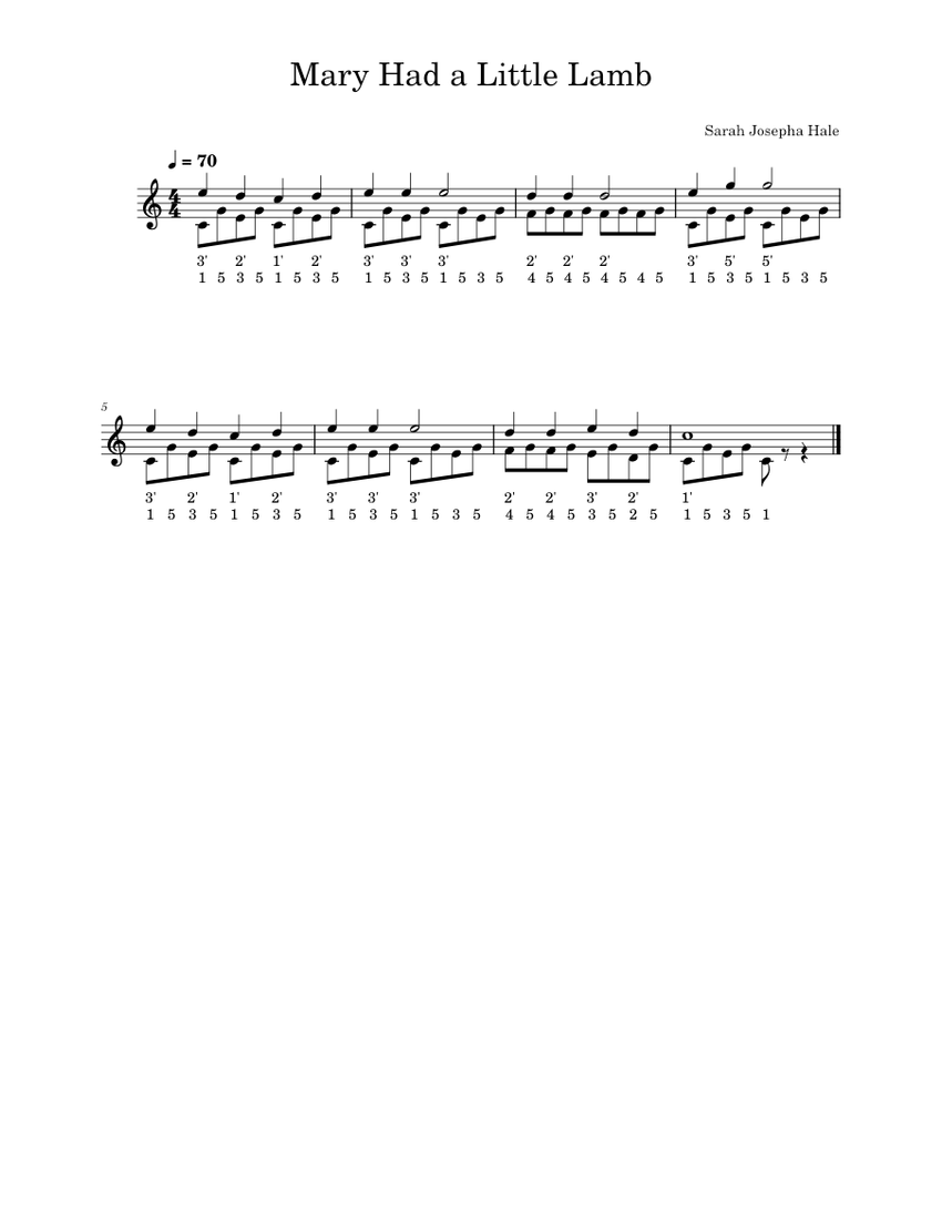 Mary Had a Little Lamb – Sarah Josepha Buell Hale Sheet Music for ...