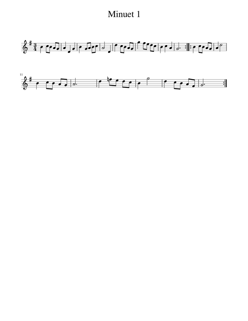 Minuet 1 Sheet music for Piano (Solo) | Musescore.com