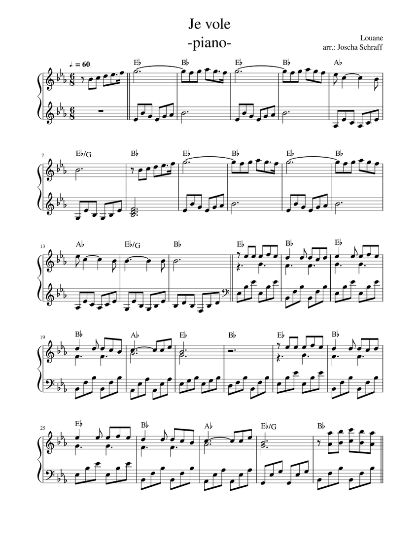 Louane - Je vole (piano) Sheet Music with Chords for Piano (Solo) Easy ...