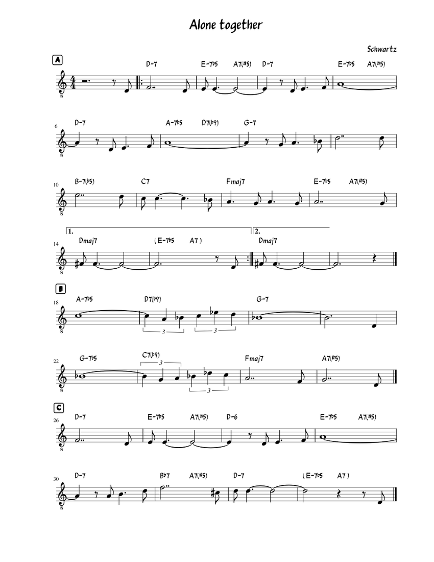 Alone Together Sheet music for Guitar (Solo) | Musescore.com