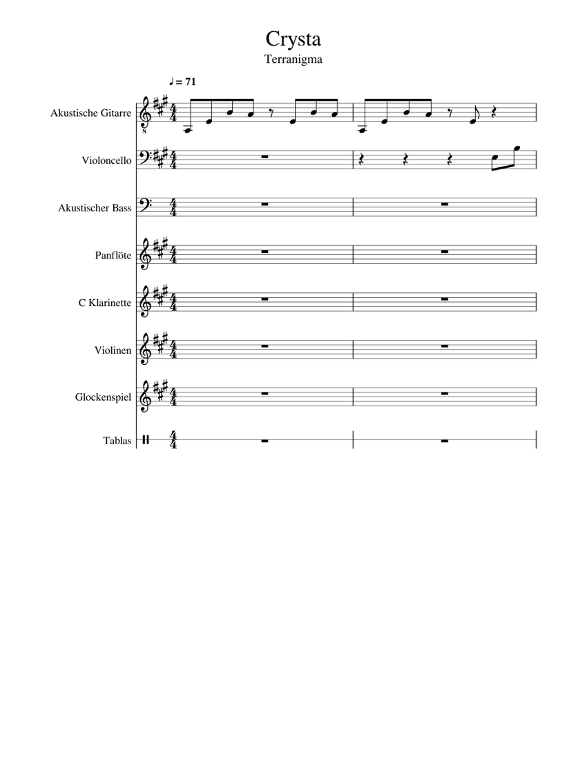 Terranigma - Crysta Theme (Hometown) Sheet music for Glockenspiel ...