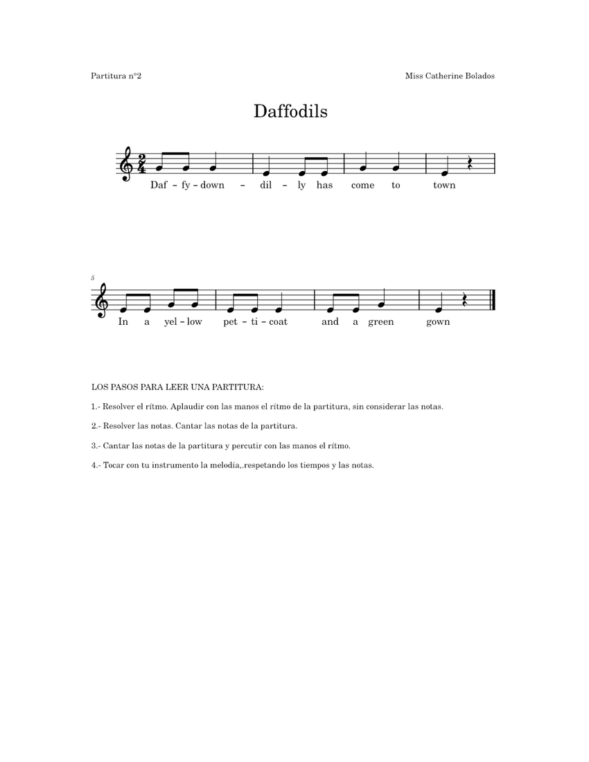 Daffodils Sheet Music for Piano (Solo) easy | MuseScore.com