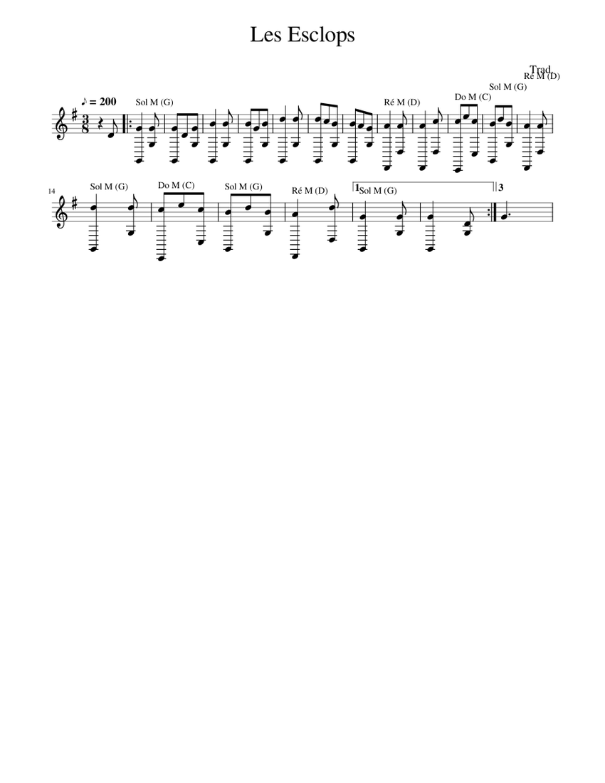 Traditional music - Les Esclops Sheet Music for Accordion (Solo ...