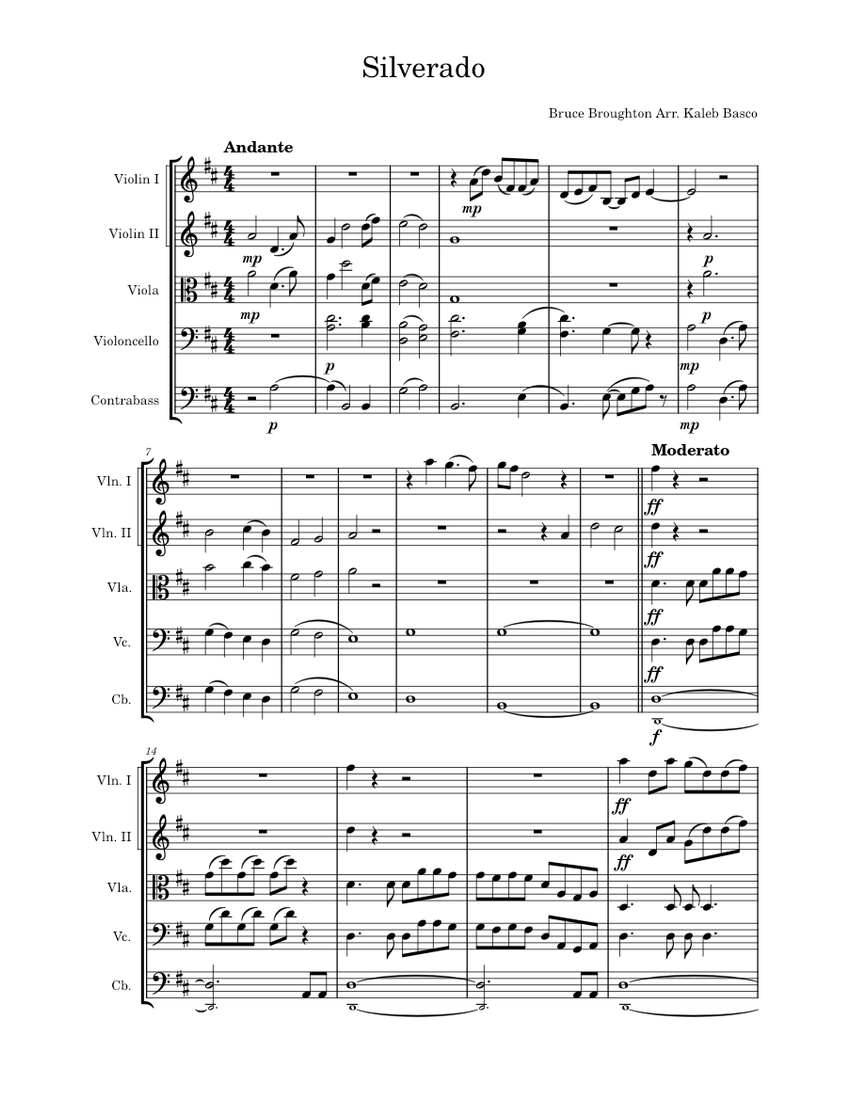 Silverado – bruce broughton .Silverado Sheet Music for Contrabass ...