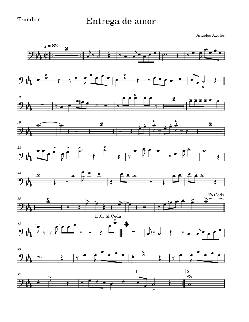 Entrega de Amor – Angeles Azules (Trompeta 1) Sheet music for Trumpet ...