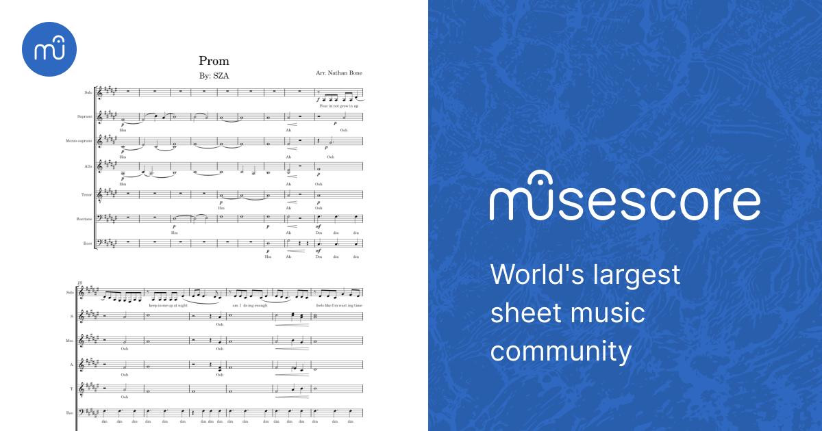 Prom – SZA Prom - SZA: Acapella SSSAATBB Sheet music for Bass guitar ...