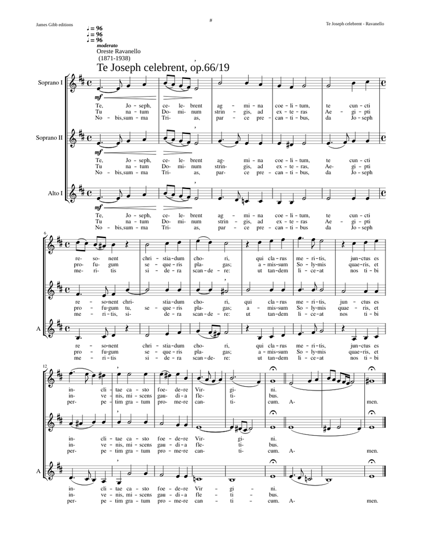 Te Joseph celebrent - Oreste Ravanello Sheet Music for Woodwinds group ...