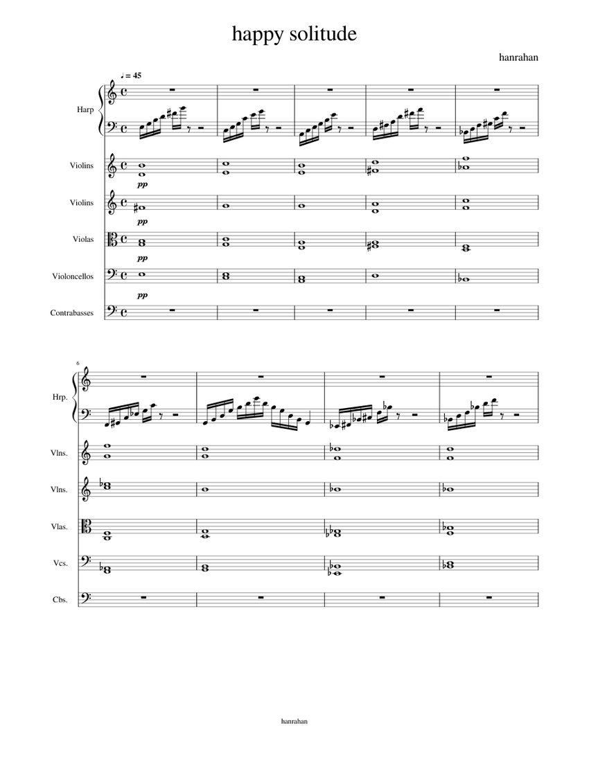 happy solitude Sheet music for Harp, Strings group (Mixed Ensemble) | Musescore.com