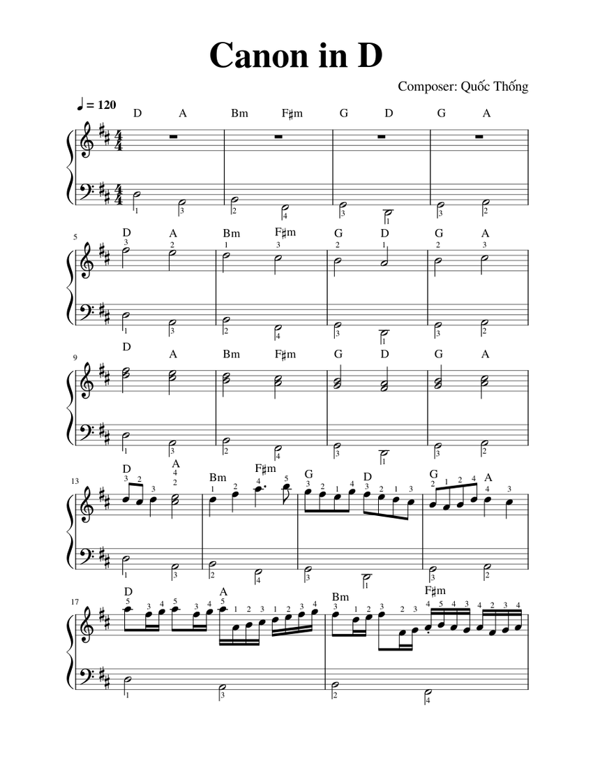 Canon in D Sheet music for Piano (Solo) | Musescore.com