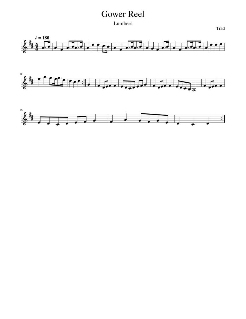 Traditional music - Gower Reel Sheet music for Piano (Solo) | Musescore.com