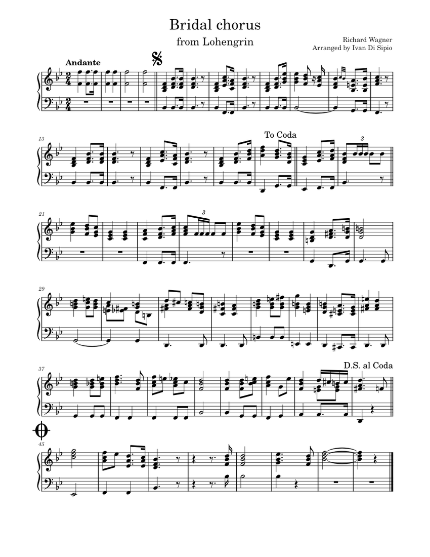 Bridal Chorus – Richard Wagner Sheet Music for Organ (Solo) | MuseScore.com