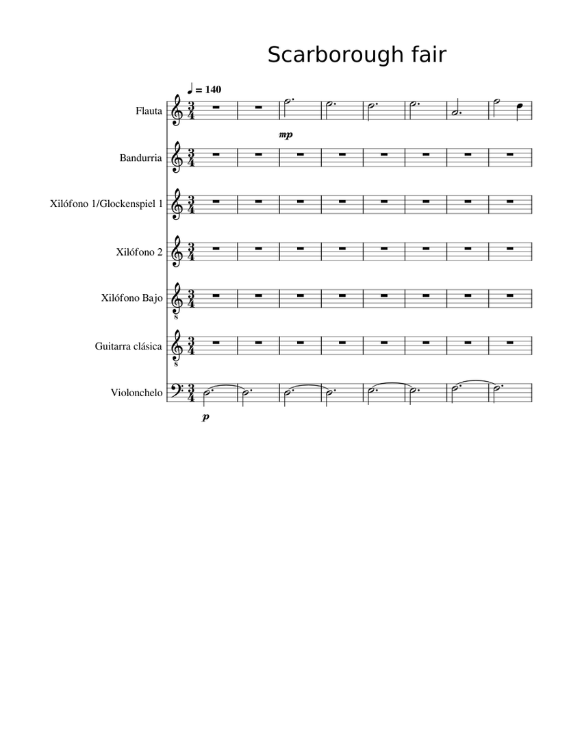 Scarborough fair – Misc Traditional Sheet music for Flute, Cello ...