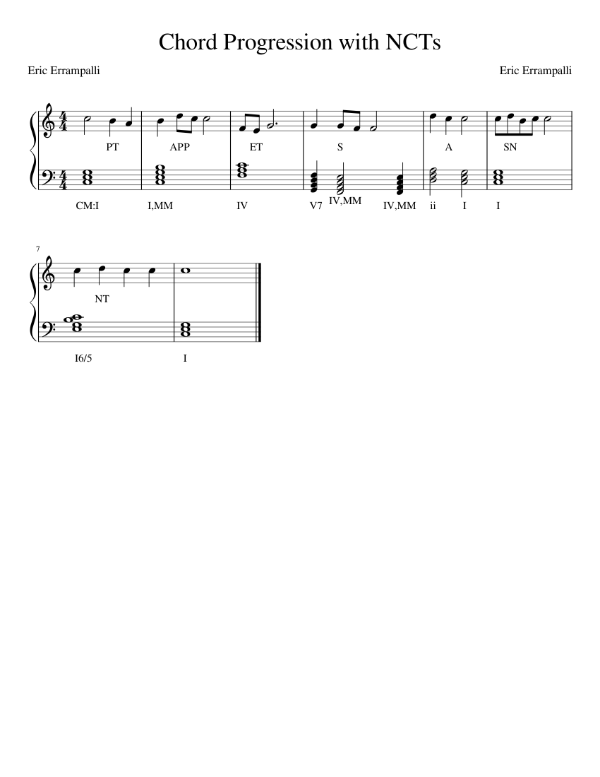 Chord Progression with NCTs Sheet music for Piano (Solo) | Musescore.com