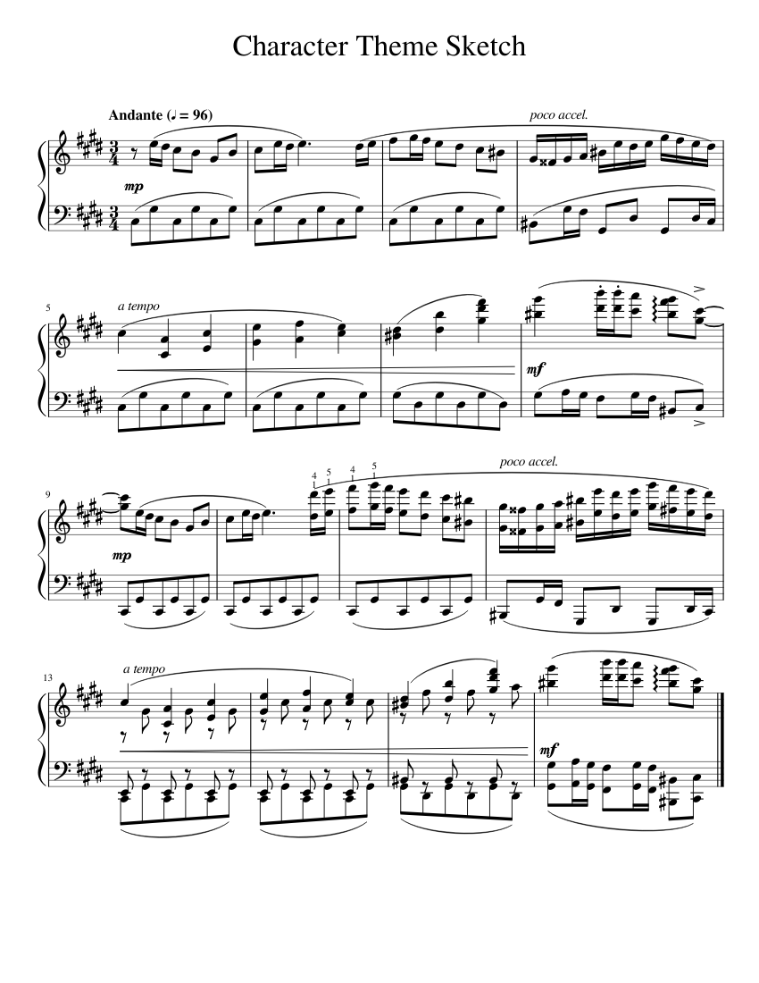 Character Theme Sketch (Game) Sheet music for Piano (Solo) | Musescore.com