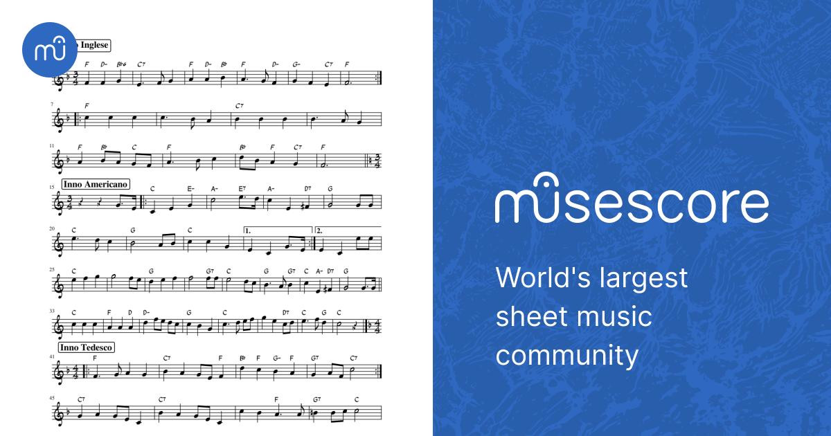 Inno Inglese Americano Tedesco Sheet Music for Piano (Solo) Easy ...
