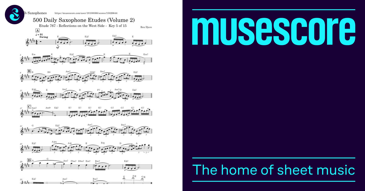 500 Daily Saxophone Etudes (Volume 2) - Etude 767 - Rex Djere Sheet ...