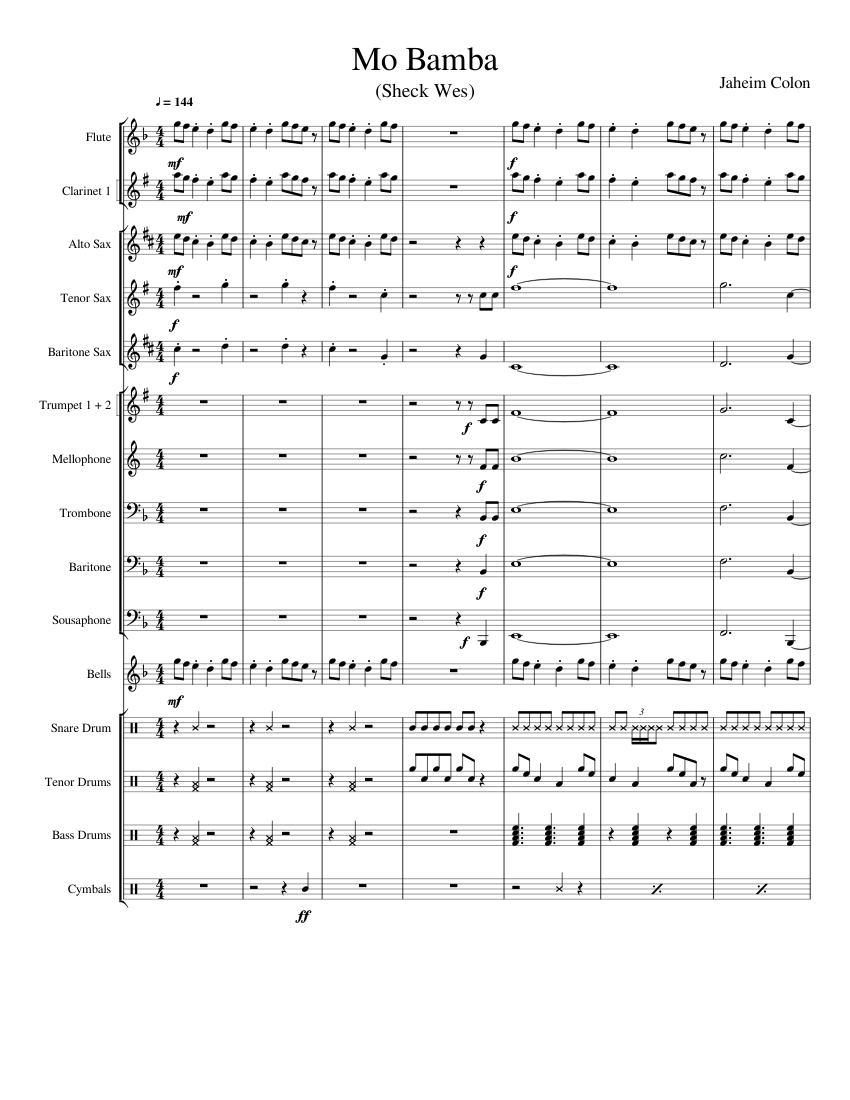 Mo Bamba Sheet Music for Trombone, Flute, Clarinet other, Trumpet other ...