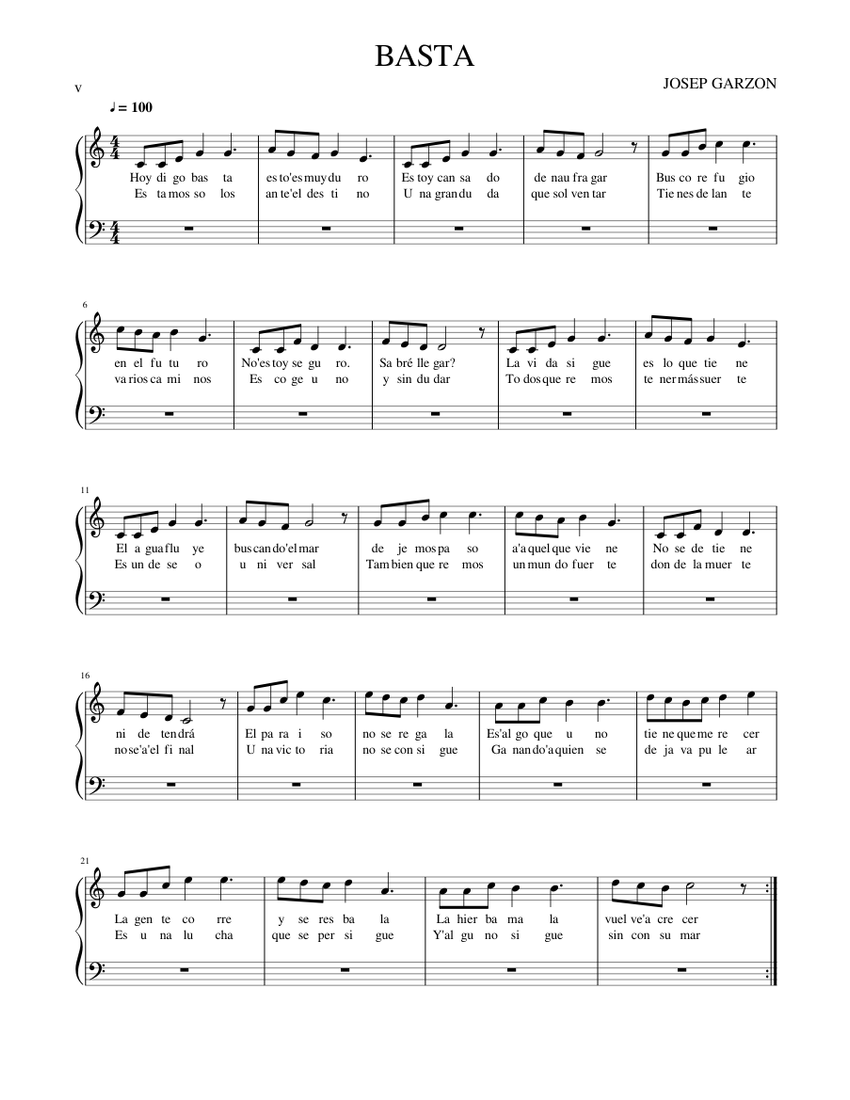 BASTA Sheet Music for Piano (Solo) easy | MuseScore.com