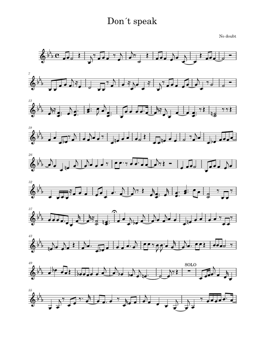 Dont speak – No Doubt Don´t speak violin Sheet Music for Piano (String Ensemble) Easy ...