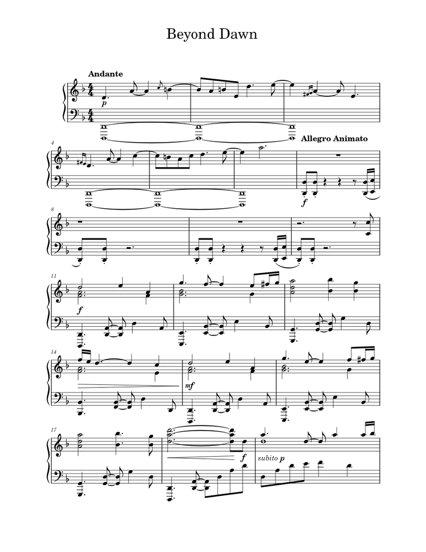 Beyond Dawn 악보 Sheet music for Piano (Solo) | Musescore.com