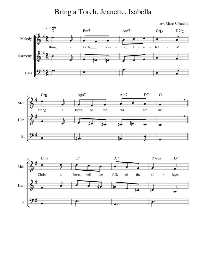 Bring a Torch, Jeanette, Isabella Sheet music for Bass voice, Vocals ...