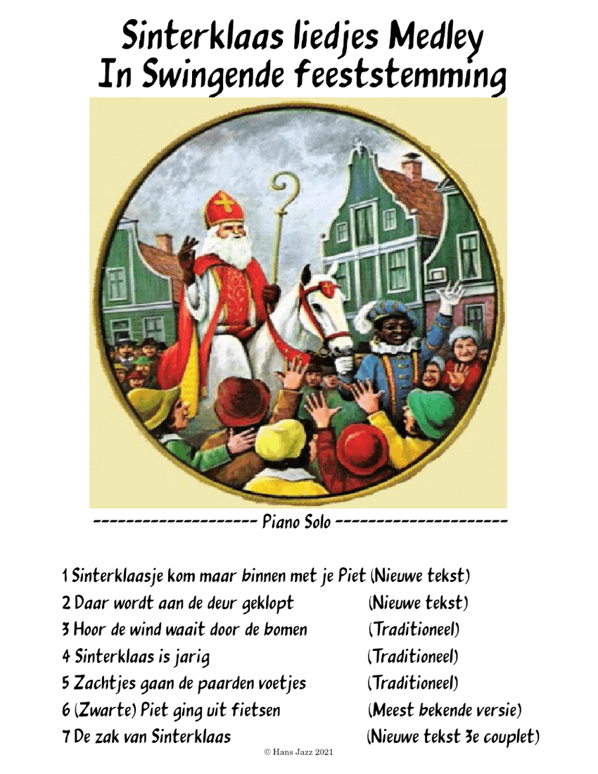 Sinterklaas liedjes Meadly Swing Easy Piano solo Sheet music for Piano ...