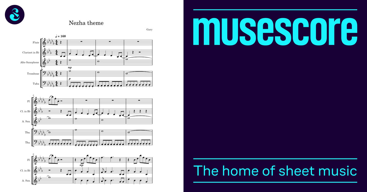 Nezha theme Sheet Music for Trombone, Tuba, Flute, Saxophone alto ...