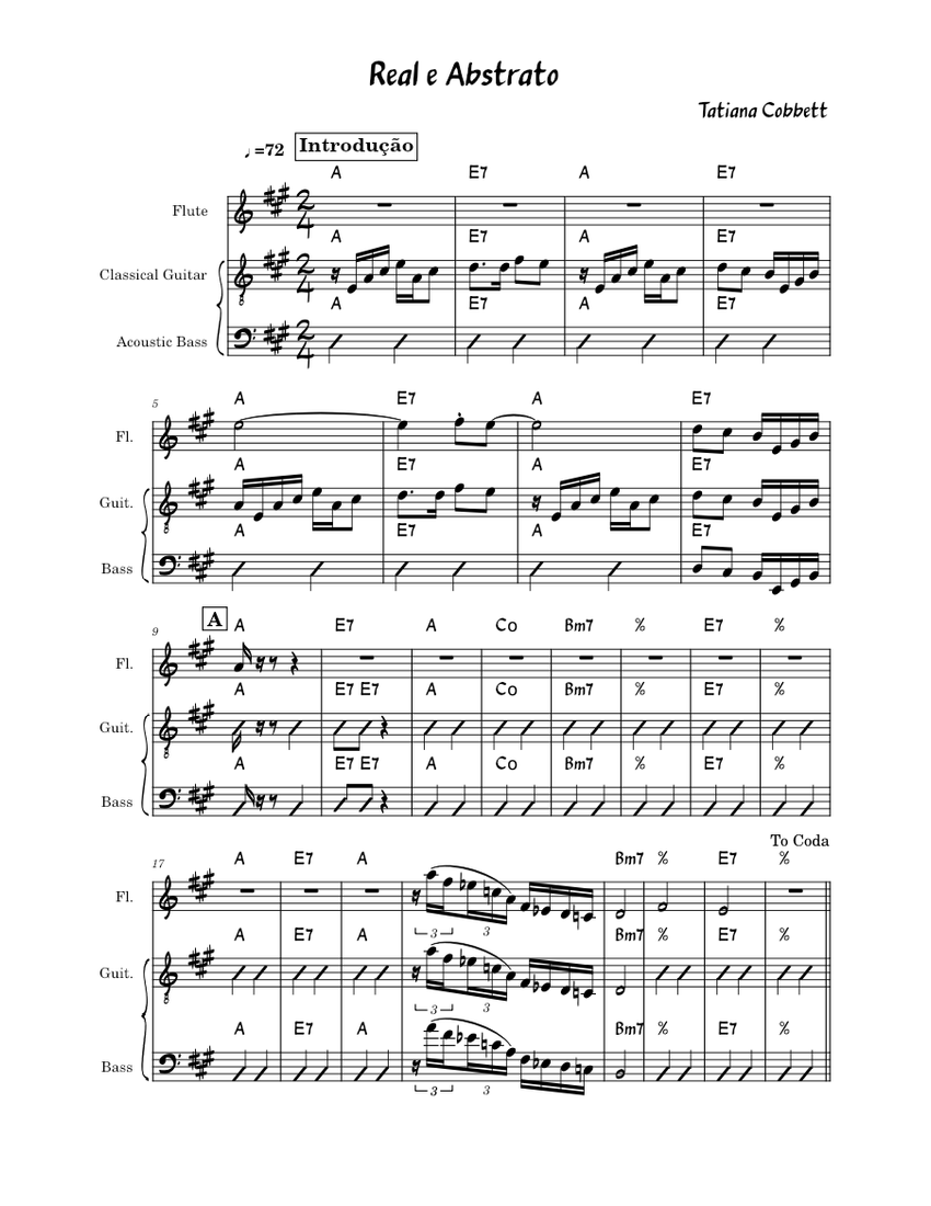 Real e Abstrato Sheet music for Flute, Guitar, Bass guitar (Mixed Trio ...