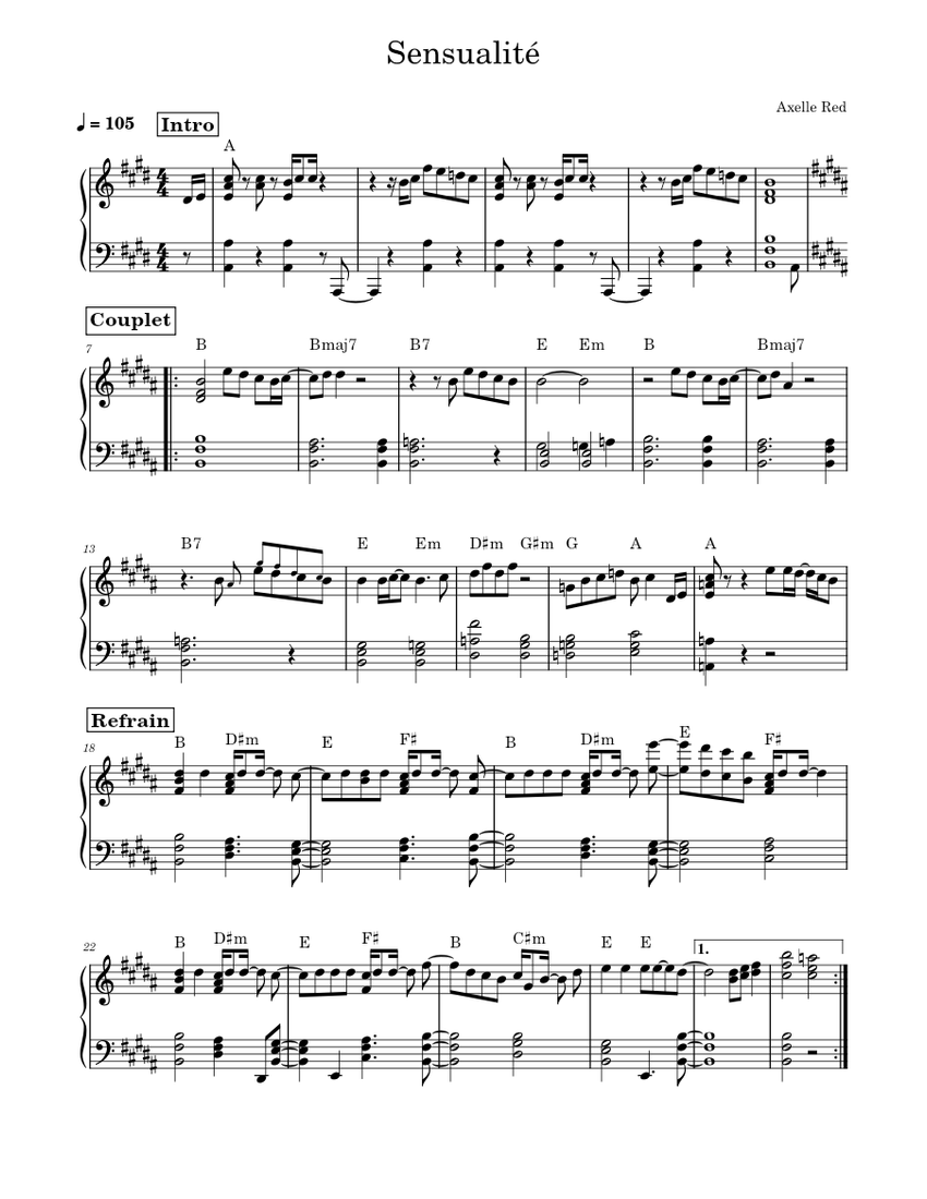 Sensualite – Axelle Red Axelle Red - Sensualité Sheet music for Piano ...
