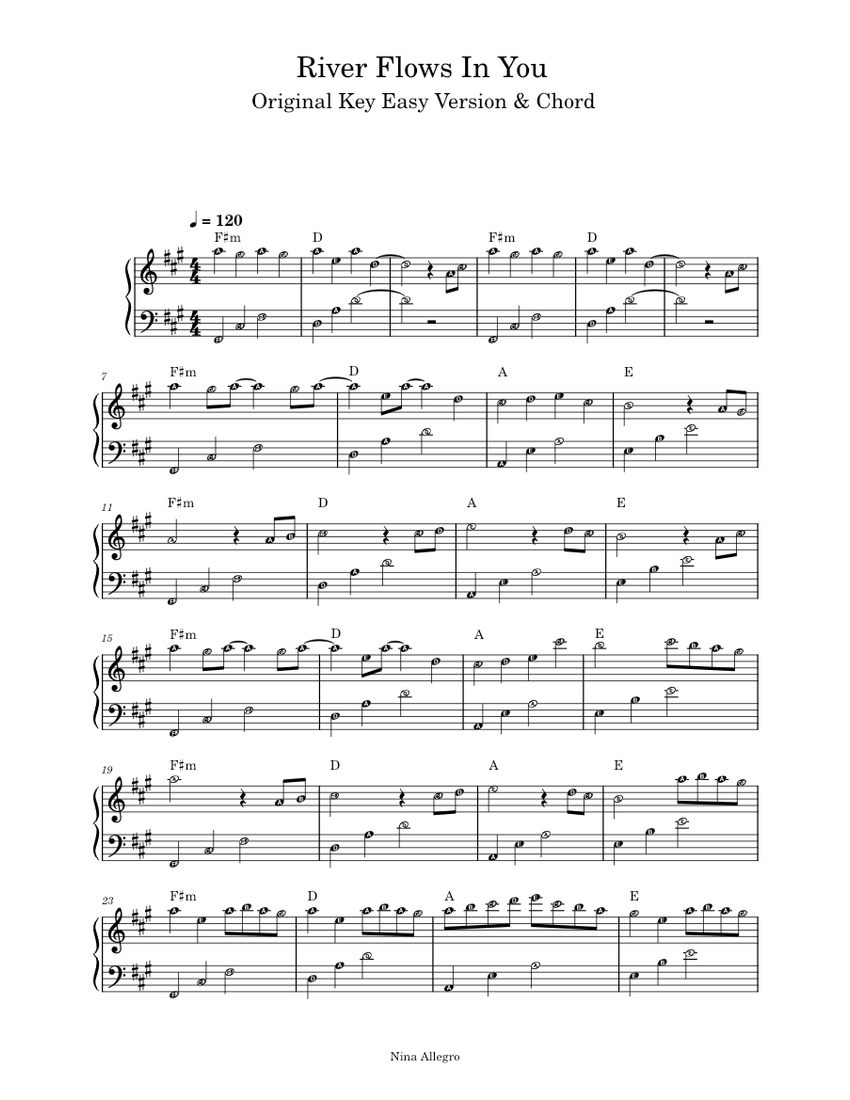 River Flows In You Sheet Music for Piano (Solo) Easy | MuseScore.com