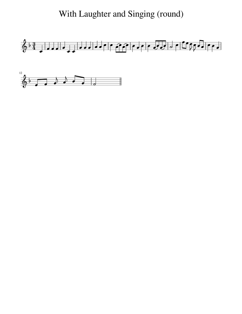 With Laughter and Singing (round) Sheet Music for Piano (Solo) easy ...