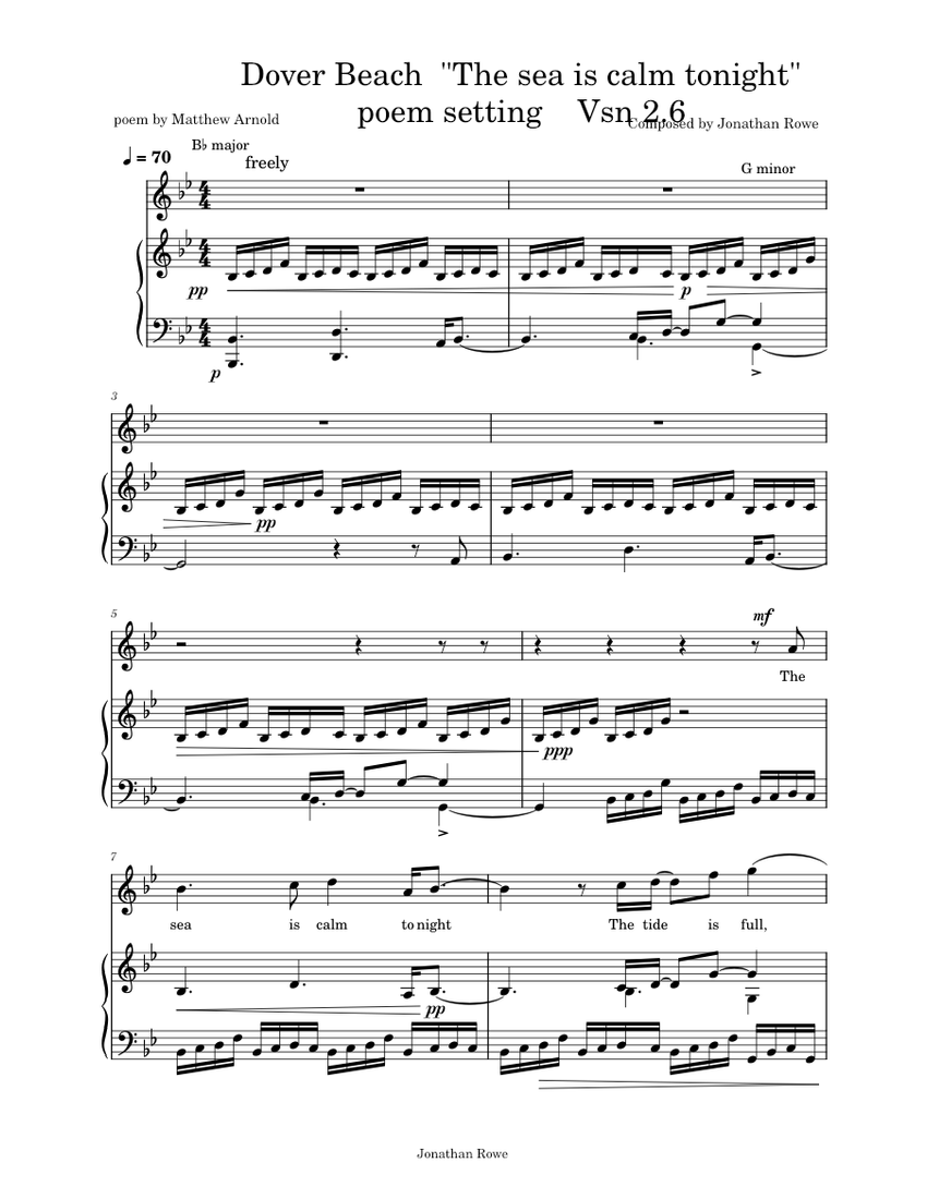 Dover Beach, poem setting Vsn 2.6 Sheet music for Piano, Vocals (Piano ...