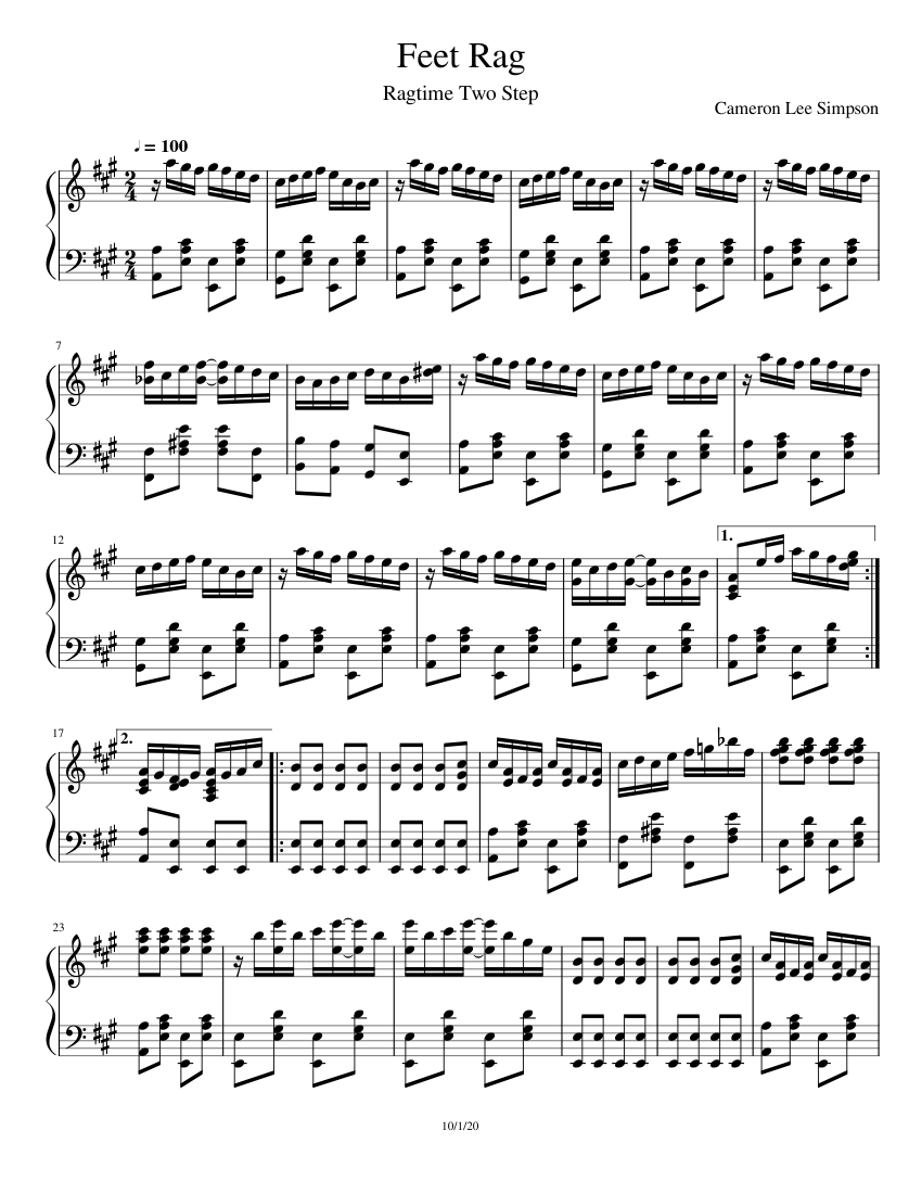Feet Rag by Cameron Lee Simpson Sheet music for Piano (Solo ...