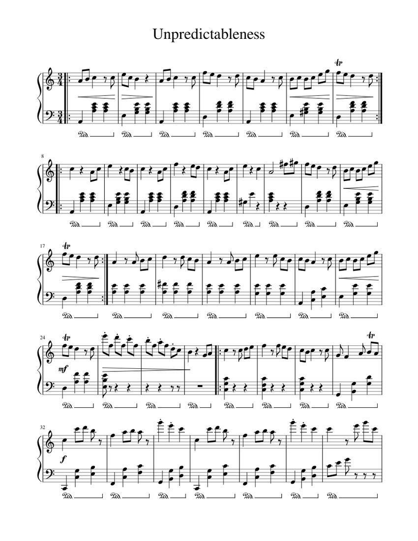 unpredictableness Sheet music for Piano (Solo) | Musescore.com