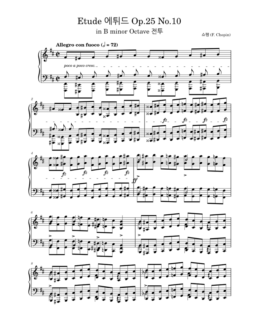 Etude 에튀드 Op.25 No.10 Sheet music for Piano (Solo) | Musescore.com