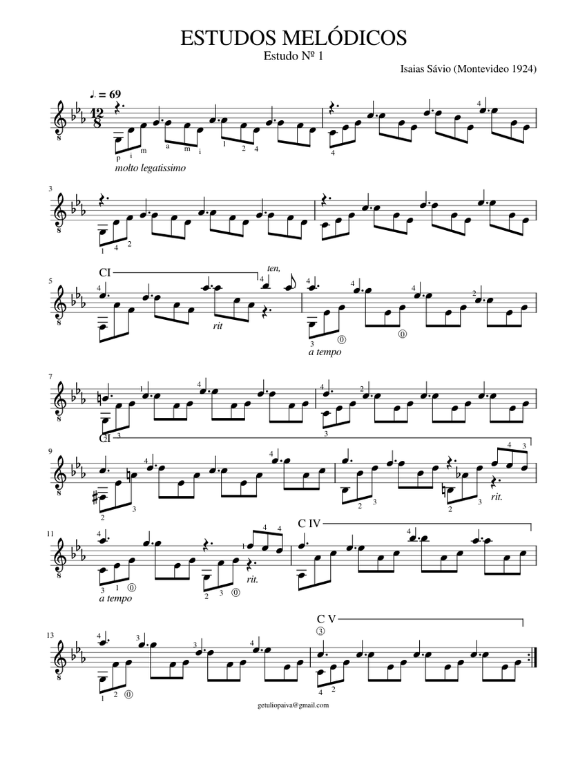 ESTUDOS_MELÓDICOS_#1_Isaías_Sávio Sheet Music for Guitar (Solo ...