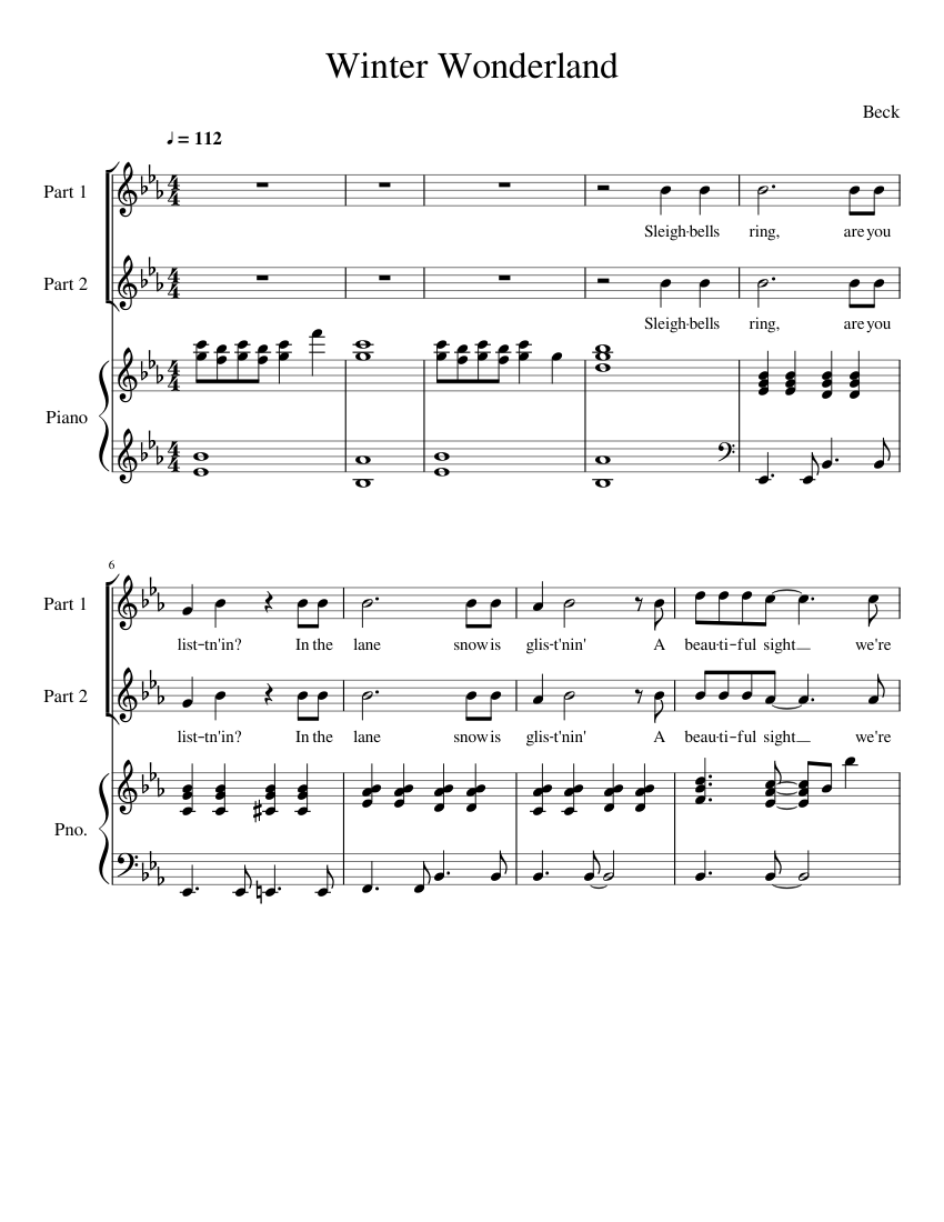 Winter Wonderland accompaniment Sheet music for Piano (Mixed Trio ...